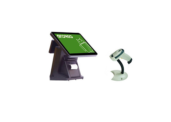 15 Inch Android POS System One Touch Built-in VFD Retail POS Terminal With 1D Barcode Scanner