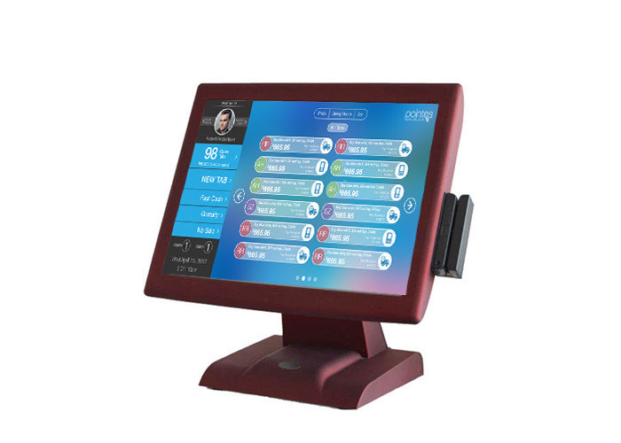 All In One 15 Inch Pos Point Of Sale System Touch Screen LCD Build In VFD Customer Display