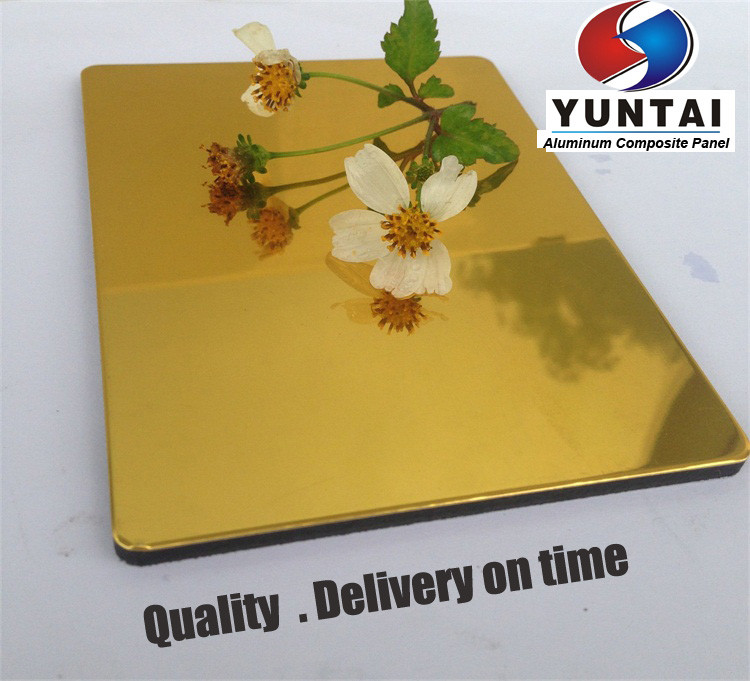 Mirror surface Aluminum Composite Panel Gold,silver,tan color interior designing best Decorative material from China