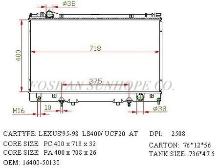 Auto - Cooling Toyota Car Radiator Lexus LS400 DPI2508 26AT Multi Louvered Fins