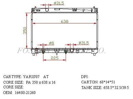 OEM 16400-21260 Plastic Tank Toyota Car Radiator Direct Fit , Toyota Yaris Radiator Anti Rust
