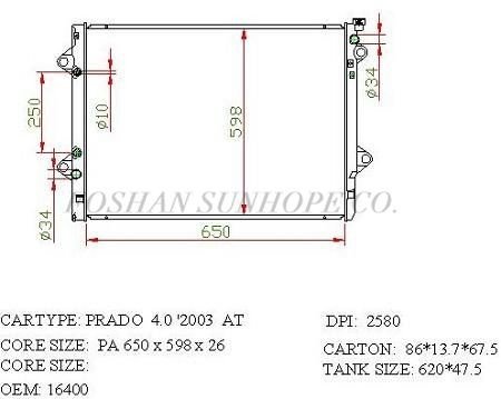 Direct Fit 2003 Toyota Prado Radiator OEM 16400 Plastic Tank 1 Year Warranty