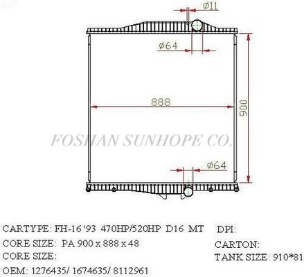 Volvo Reconditioned Car Radiators Aluminium Core 910*81mm Tank Easy Installation