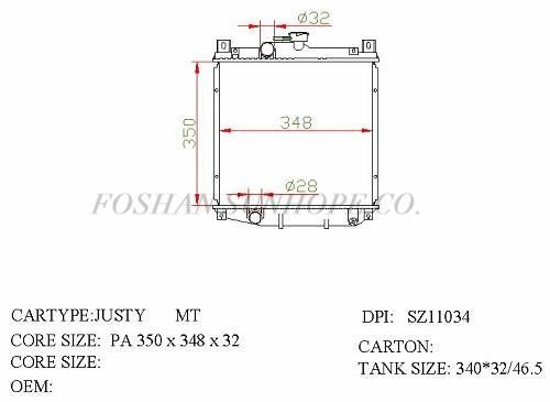 Maximum Cooling Suzuki Car Radiator 32MT , Subaru Justy Radiator DPI SZ11034 SUZ032