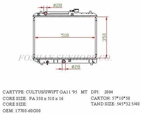 1 Rows Suzuki Car Radiator , Suzuki Cultus Radiator 1995 16MT High-Heat Transfer SUZ018