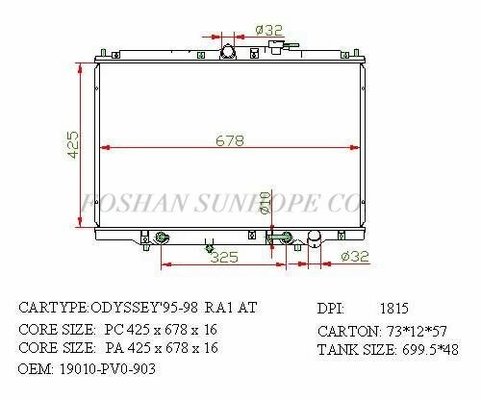Thin Finshonda Odyssey Radiator Replacement OEM 19010-PV0-903 High Performance