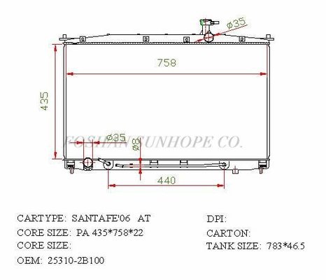 HYU064 100% Fit 2006 Hyundai Santa Fe Radiator Engine Cooling System OEM 25310-2B100