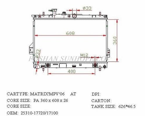 Direct Fit Hyundai Matrix Radiator 2006 MPV 26AT Switch Temp 25310-17720 / 17100 Sensor Oil Cooler HYU052