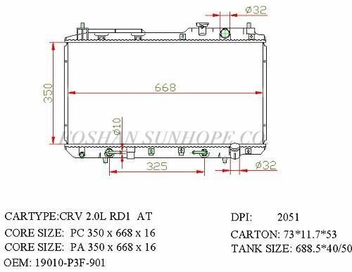 Stable Honda High Performance Radiator CRV 2.0L RD1 AT Aluminum OEM 19010-P3F-901