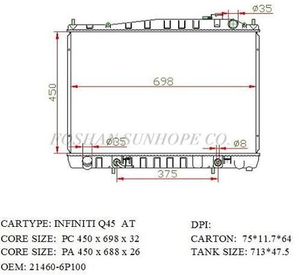 Automotive Vehicle Infiniti Radiator Replacement Q45 AT Maximum Cooling Efficiency