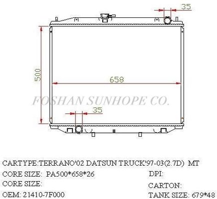 DATSUN TRUCK Nissan Terrano Radiator MT OEM 21410-7F000 Fit Manual Vehicle