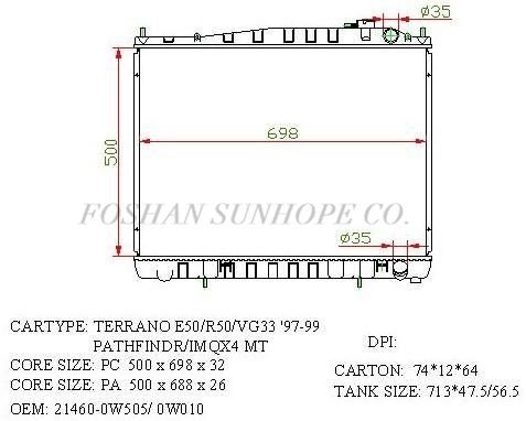 Manual Vehicle Nissan Car Radiator 26mm , Nissan Frontier Radiator 25-30% Cooling
