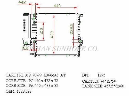1990-1999 BMW Car Aluminium Radiators 32AT OEM 1723-528 DPI1295 1 Year Warranty