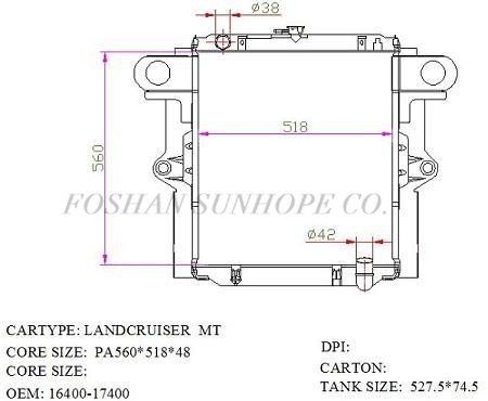 LANDCRUISER Aluminium Auto Radiator MT , 48mm Replacement Radiators For Classic Cars