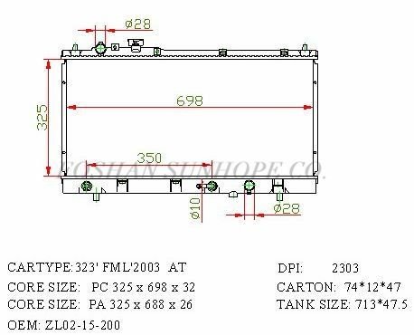 MAZDA High Efficiency Aluminium Radiators 323'FML'2003 AT OEM ZL02-15-200 DPI 2303