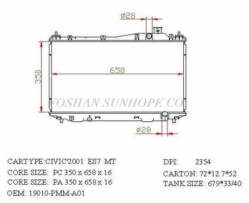 Silver Color Honda Car Radiator , 2001 Honda Civic Radiator High Heat Transfer
