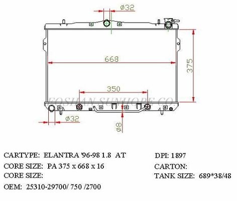 Anti Rust Hyundai Elantra Radiator Replacement No Glitches Fins 1 Year Warranty HYU047