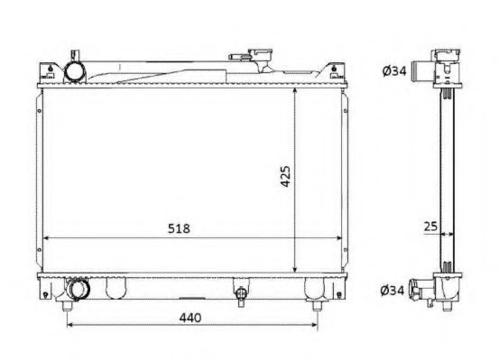 17700-77E20 Aluminum Radiator With Transmission Cooler For Vehicle Fin Tube