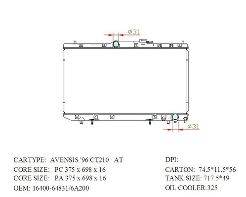 Plastic Tank Avensis Car Cooling Radiator Machine 16400-64830/31 16400-6A200