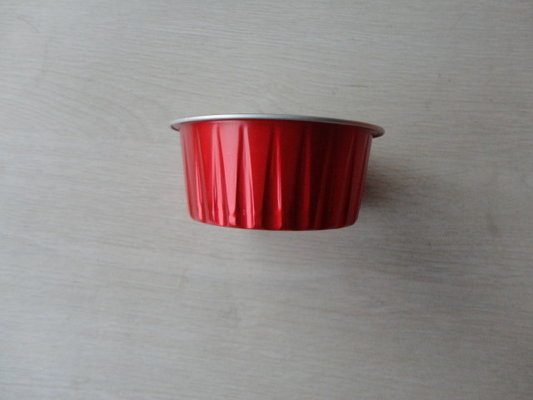 150ml Baking Foil Casserole Dishes Individual Packed With Plastic Lid Red Coated Round Shape