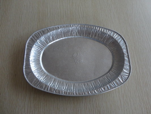 Embossed Oval Aluminum Foil Serving Tray Full Dimension Disposable For Frozen Food