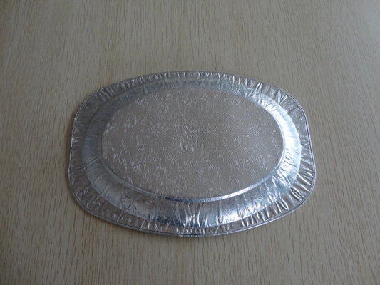 Embossed Oval Aluminum Foil Serving Tray Full Dimension Disposable For Frozen Food