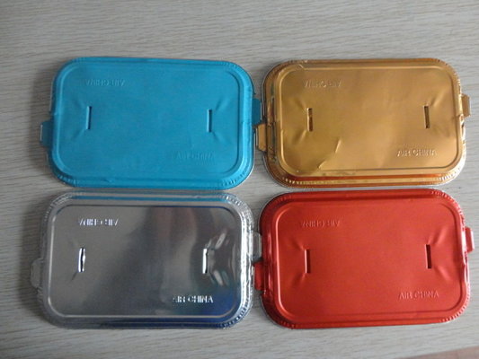 Rectangle Aluminum foil container lid Disposable Different Colors For Airline