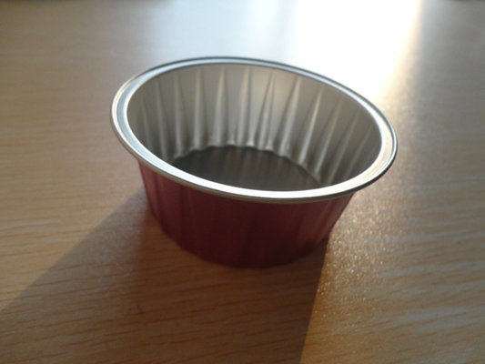 150ml Baking Foil Casserole Dishes Individual Packed With Plastic Lid Red Coated Round Shape