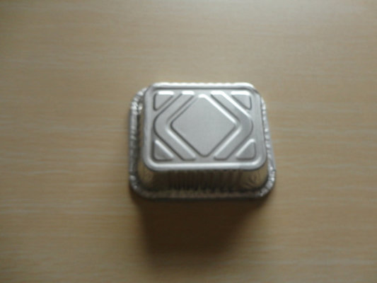 Rectangle Aluminium Foil Containers With Lid For Food Storage White Coated 450ML