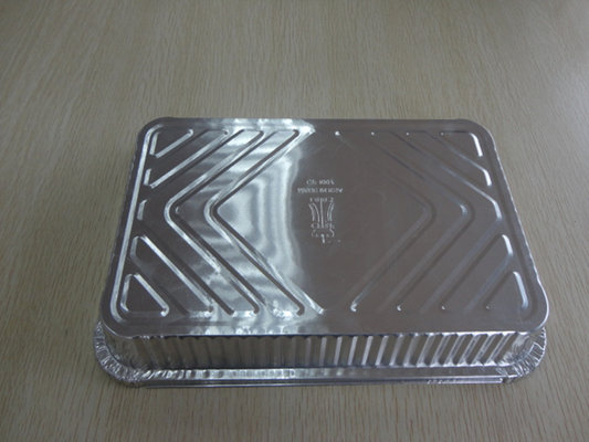 Disposable Aluminium Foil Food Containers Rectangle With Cardboard Lid