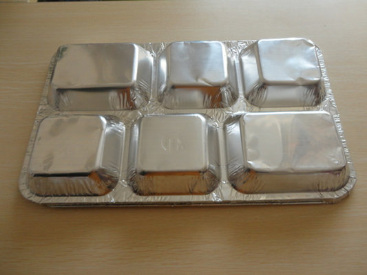ISO Six Compartment Aluminum Foil Serving Trays Large Bakery For Food Packing