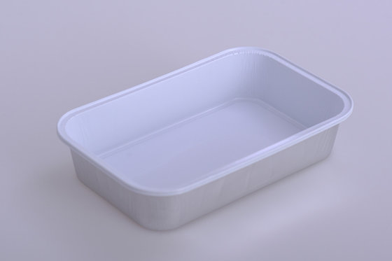 White Lacquered Aluminum Foil Container For Airline Company In Food Cooking