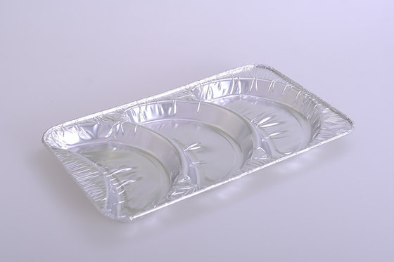 Silver Disposable Devided Aluminum Foil Baking Pan For Food Heating Catering