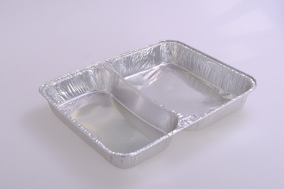 Food Grade Recycled Aluminum Foil Container Multi-cavity Rectangle With Lid