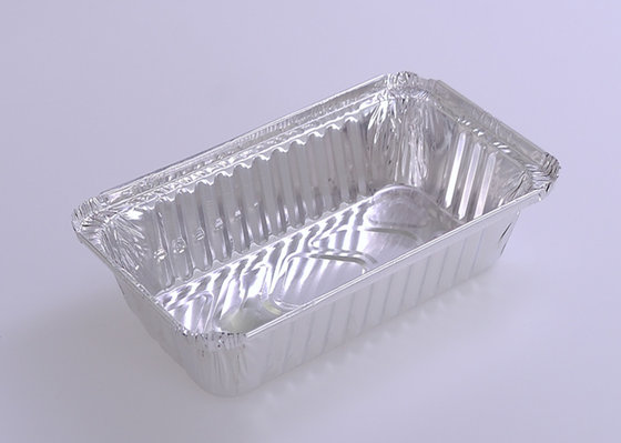 Half Aluminum Foil Container / Aluminum Foil Tray Rectangle 650ml With Food Bakery