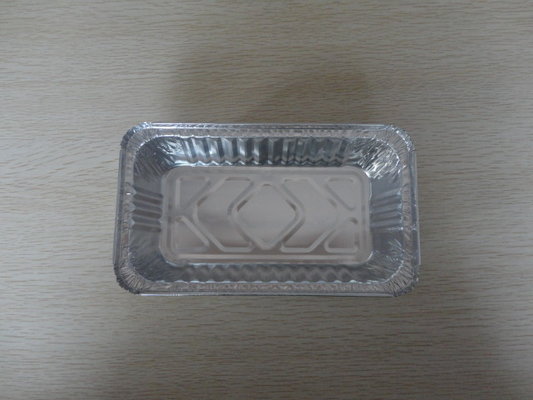 Half Aluminum Foil Container / Aluminum Foil Tray Rectangle 650ml With Food Bakery