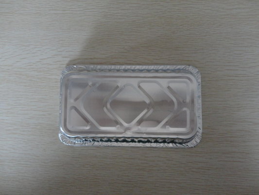 Half Aluminum Foil Container / Aluminum Foil Tray Rectangle 650ml With Food Bakery