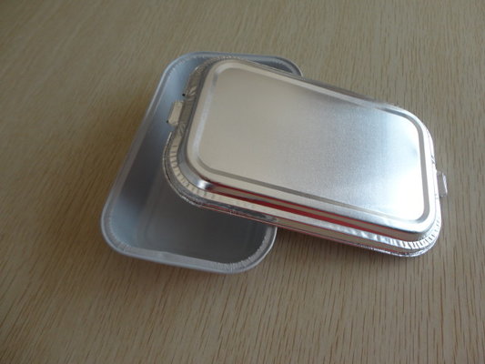 White Lacquered Aluminum Foil Container For Airline Company In Food Cooking