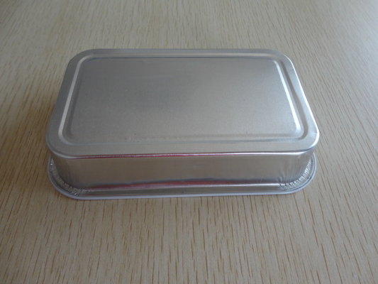 White Lacquered Aluminum Foil Container For Airline Company In Food Cooking