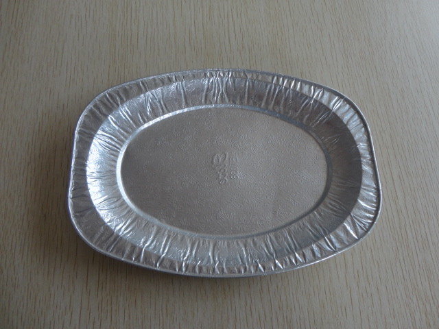 Embossed Oval Aluminum Foil Serving Tray Full Dimension Disposable For Frozen Food