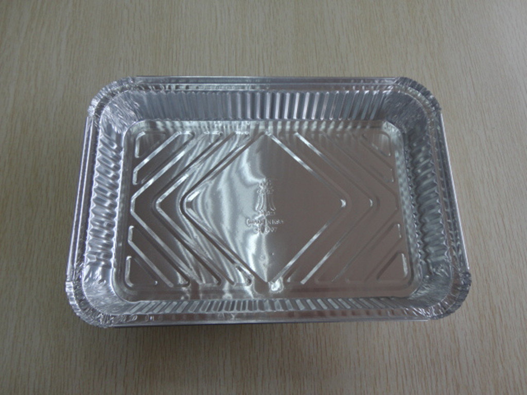 Disposable Aluminium Foil Food Containers Rectangle With Cardboard Lid