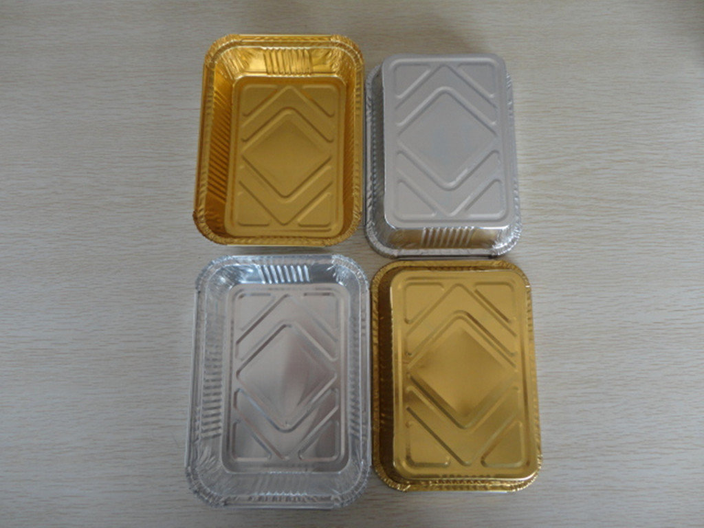 Supermarket Silver Disposable Aluminum Foil Tray For Frozen Ready Meals 800ml