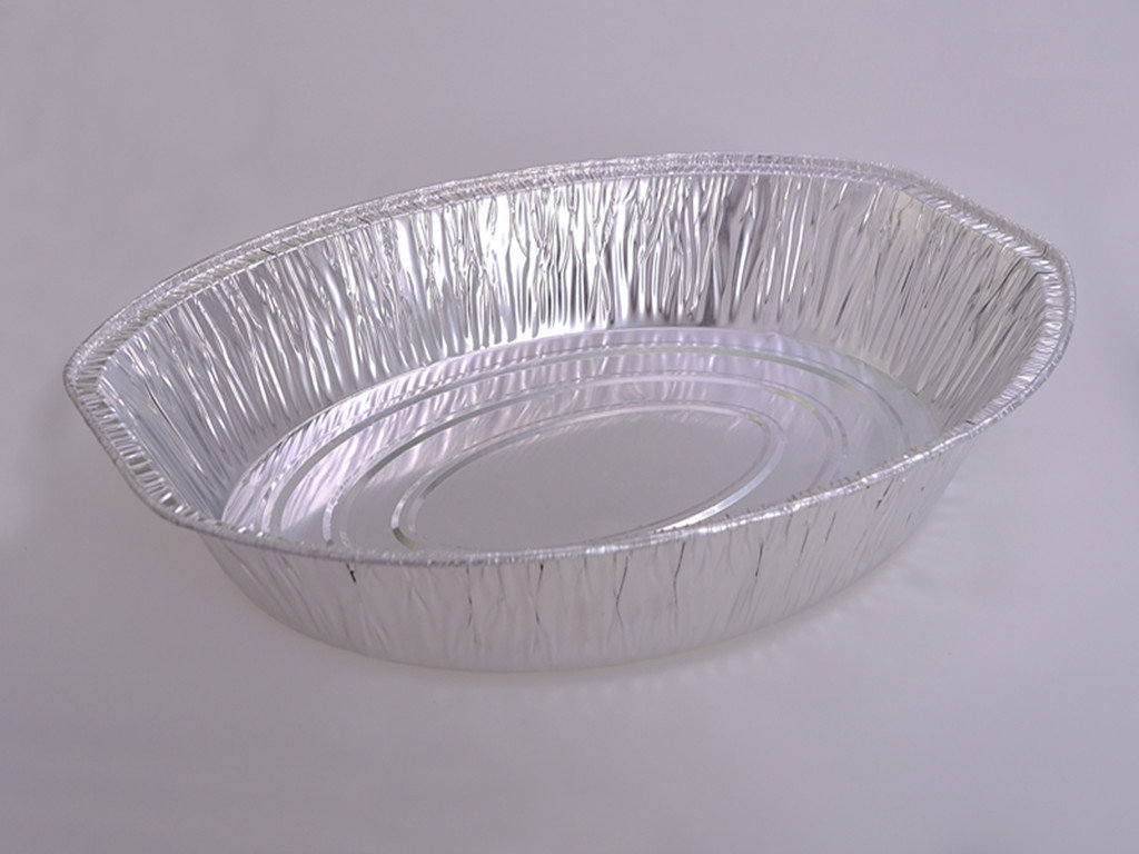 Silver Aluminum Foil Roasting pan Food Grade Deep Oval Shape For Pie Baking