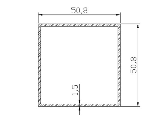 2inch Aluminum Alloy Square Tubing 1.8mm Thickness Black Anodization 6063 T5