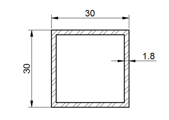 30mm Square Aluminium Tube 1.8mm Thickness for Machinery Usage Silver Anodization 6061 T5