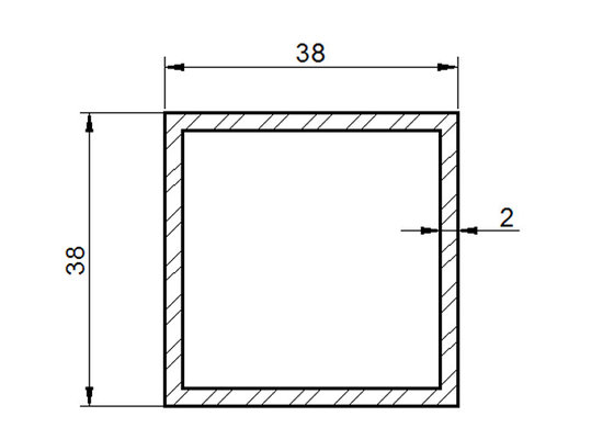 38mm Aluminium Square Tube for Smoking Shelter Silver Anodization 6063 T5