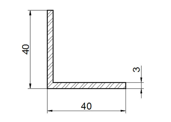 Aluminium Angle Trim 40mm for Automotive Decoration 3mm Wall Thickness