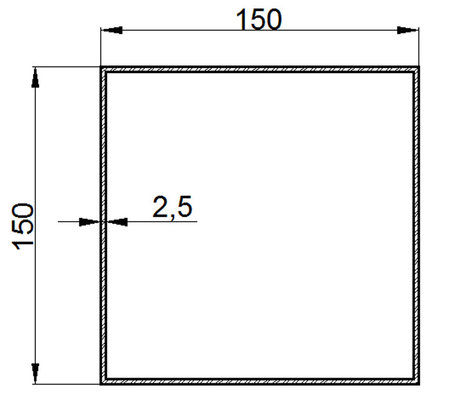 150mm Aluminum Square Tubing for Industrial Usage 2.5mm Wall Thickness 6063 T5