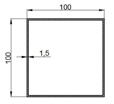 100mm Square Aluminium Tube 1.5mm Thickness for Machinery Usage Silver Anodization 6061 T5