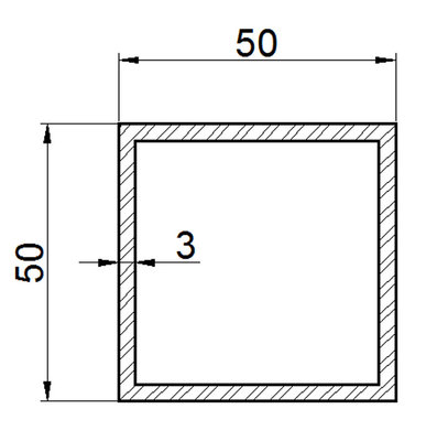 50mm Aluminum Alloy Square Tubing 3mm Thickness Mill Finish 6063 T5